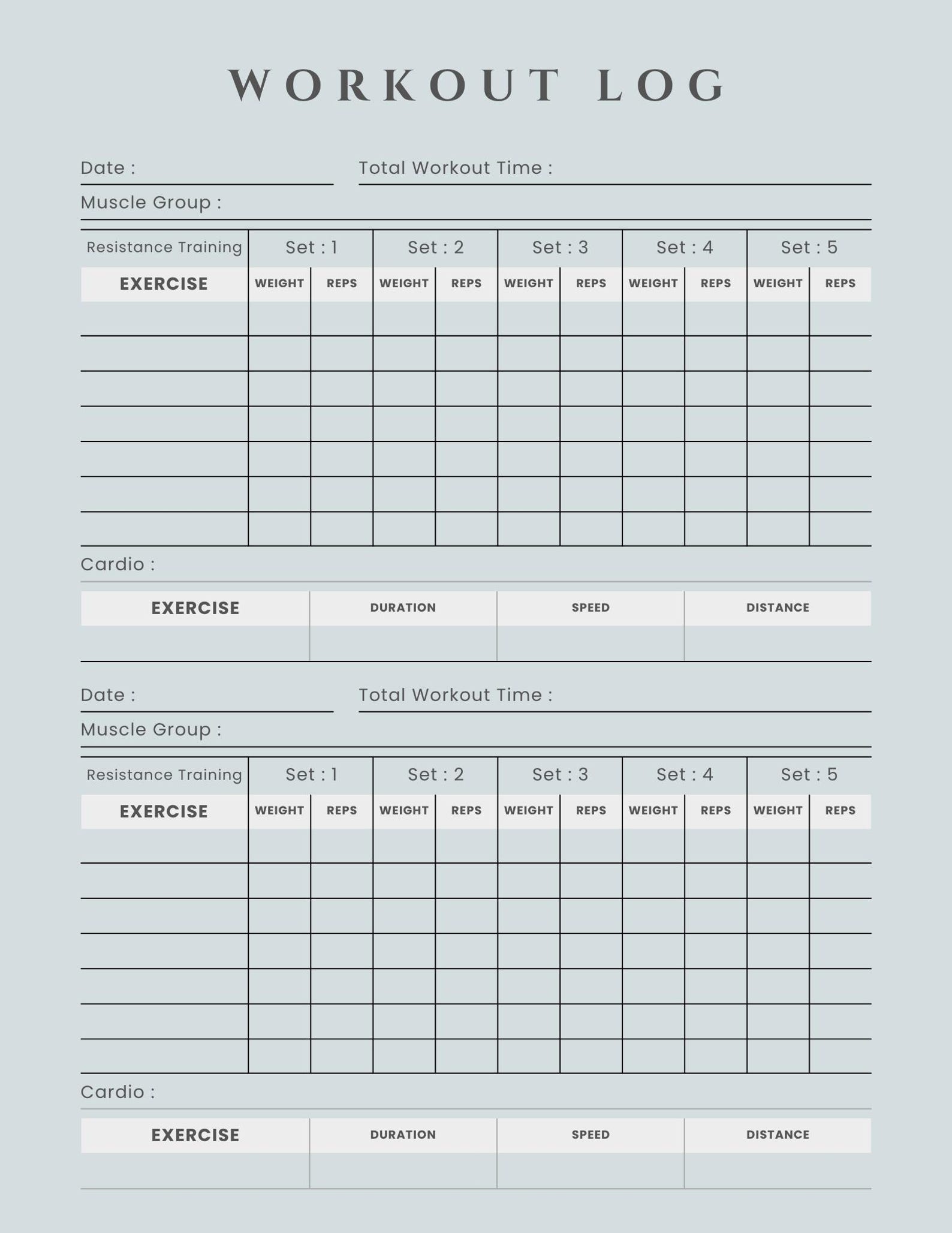 Printable Fitness Planner: Workout Tracker, Goal Dashboard (digital ...