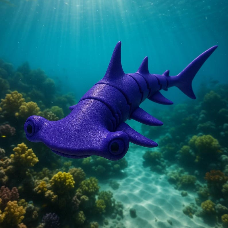 Flexi Hammerhead Shark – 3D Printed Articulated Toy – Fidget Sensory ...
