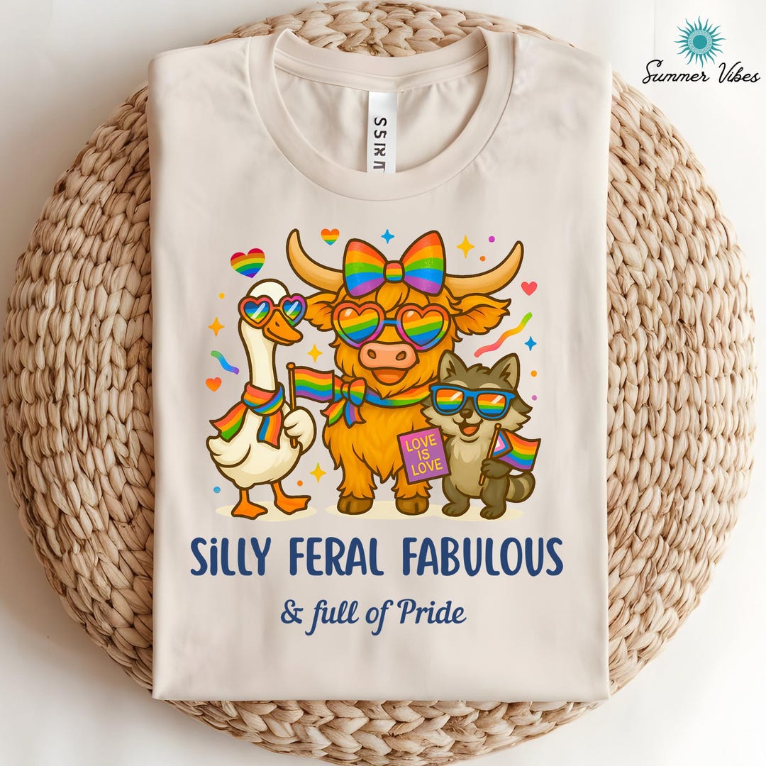 Cute Goose Highland Cow Raccoon Clipart, Silly Feral Fabulous Pride PNG ...