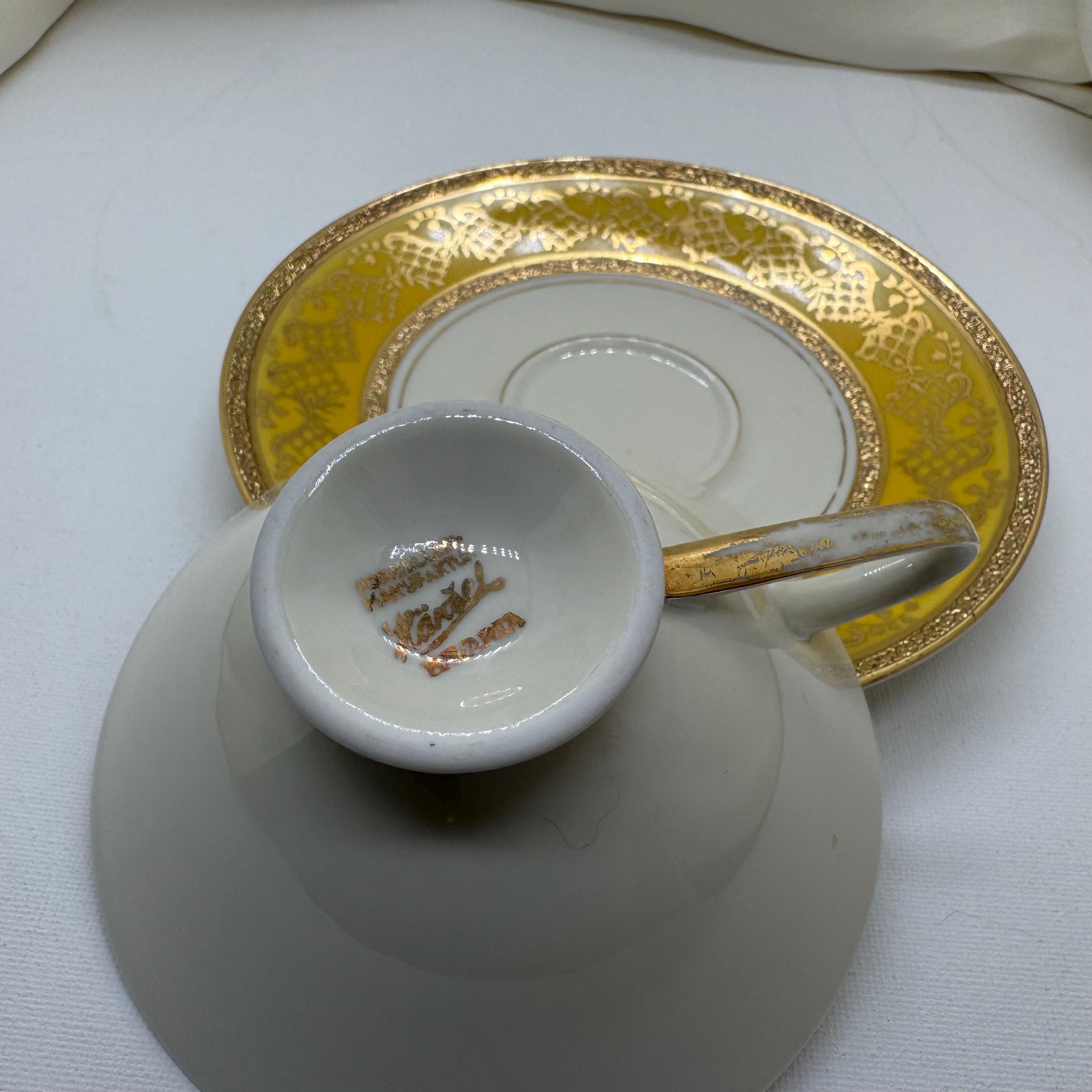 Vintage Händel Porzellanmanufaktur Yellow & Gold Porcelain Cup Saucer ...
