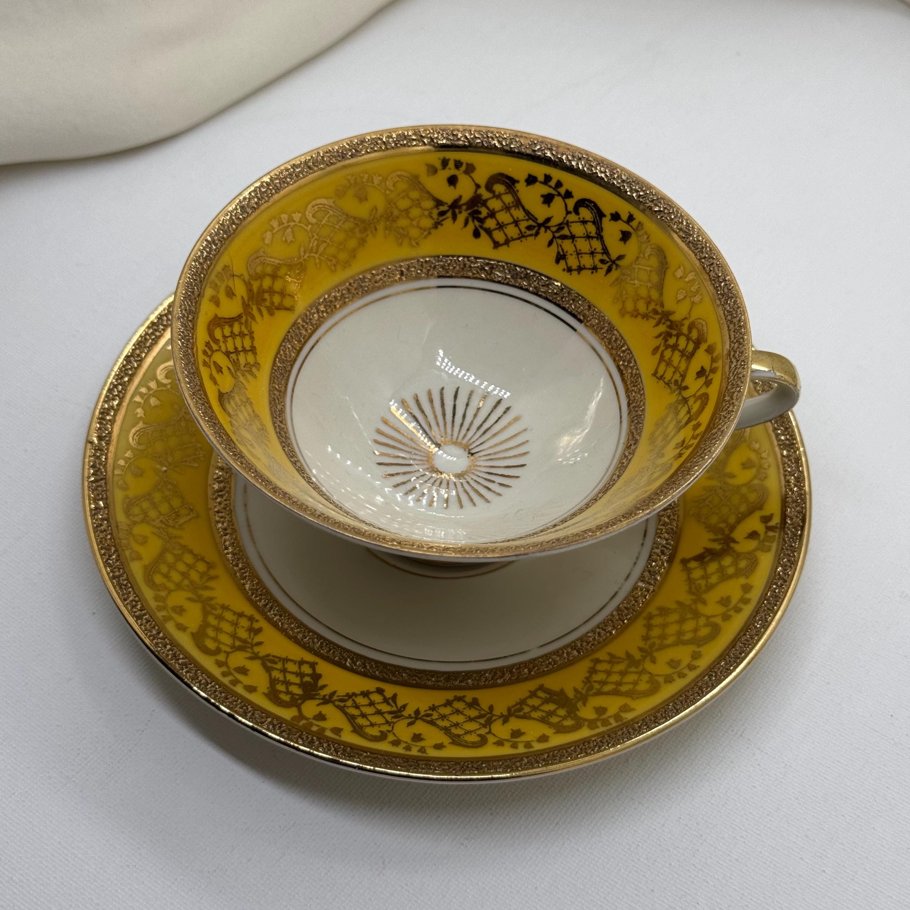 Vintage Händel Porzellanmanufaktur Yellow & Gold Porcelain Cup Saucer ...