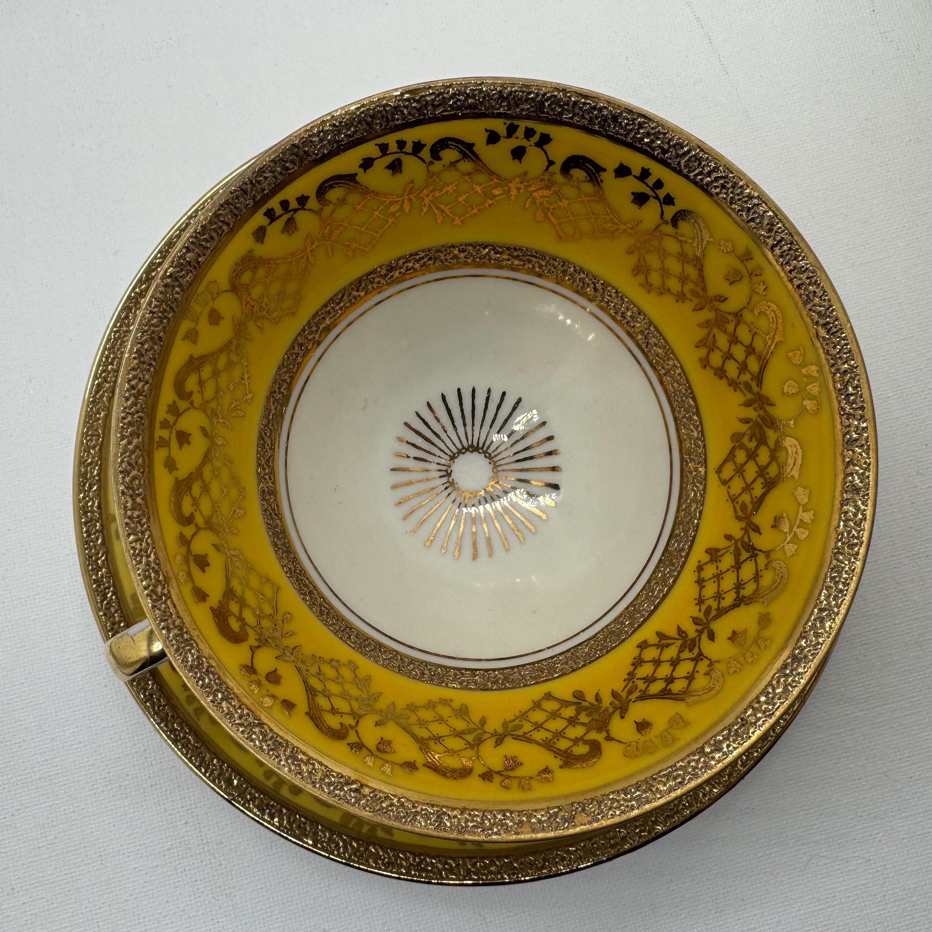 Vintage Händel Porzellanmanufaktur Yellow & Gold Porcelain Cup Saucer ...