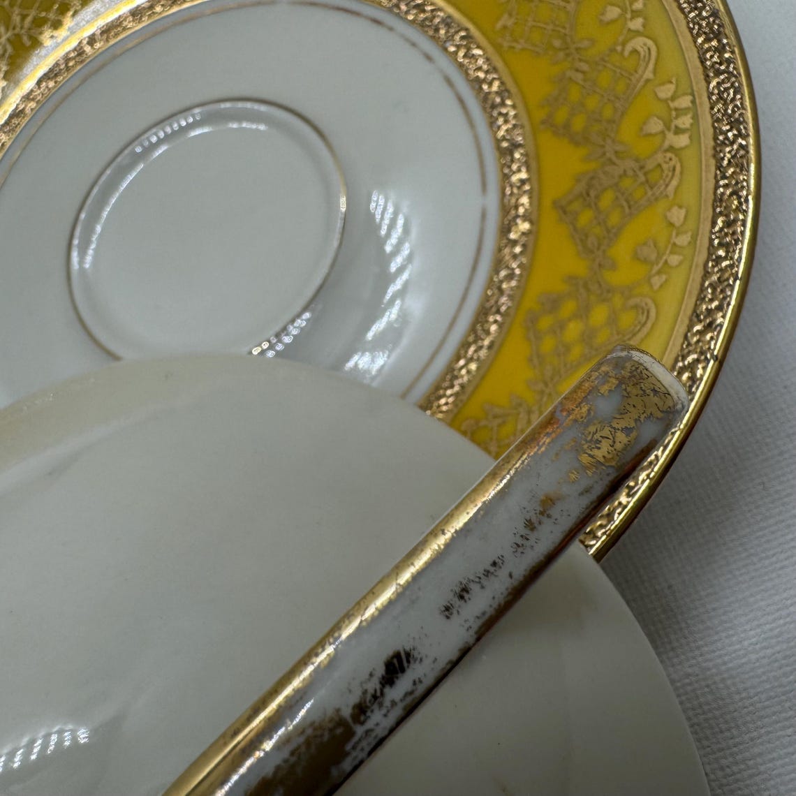 Vintage Händel Porzellanmanufaktur Yellow & Gold Porcelain Cup Saucer ...