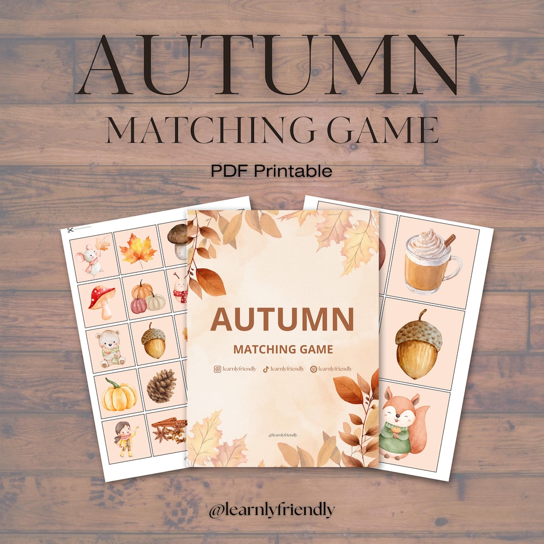 Autumn Matching Game for Kids – Printable Fall Flashcards, Memory Game ...