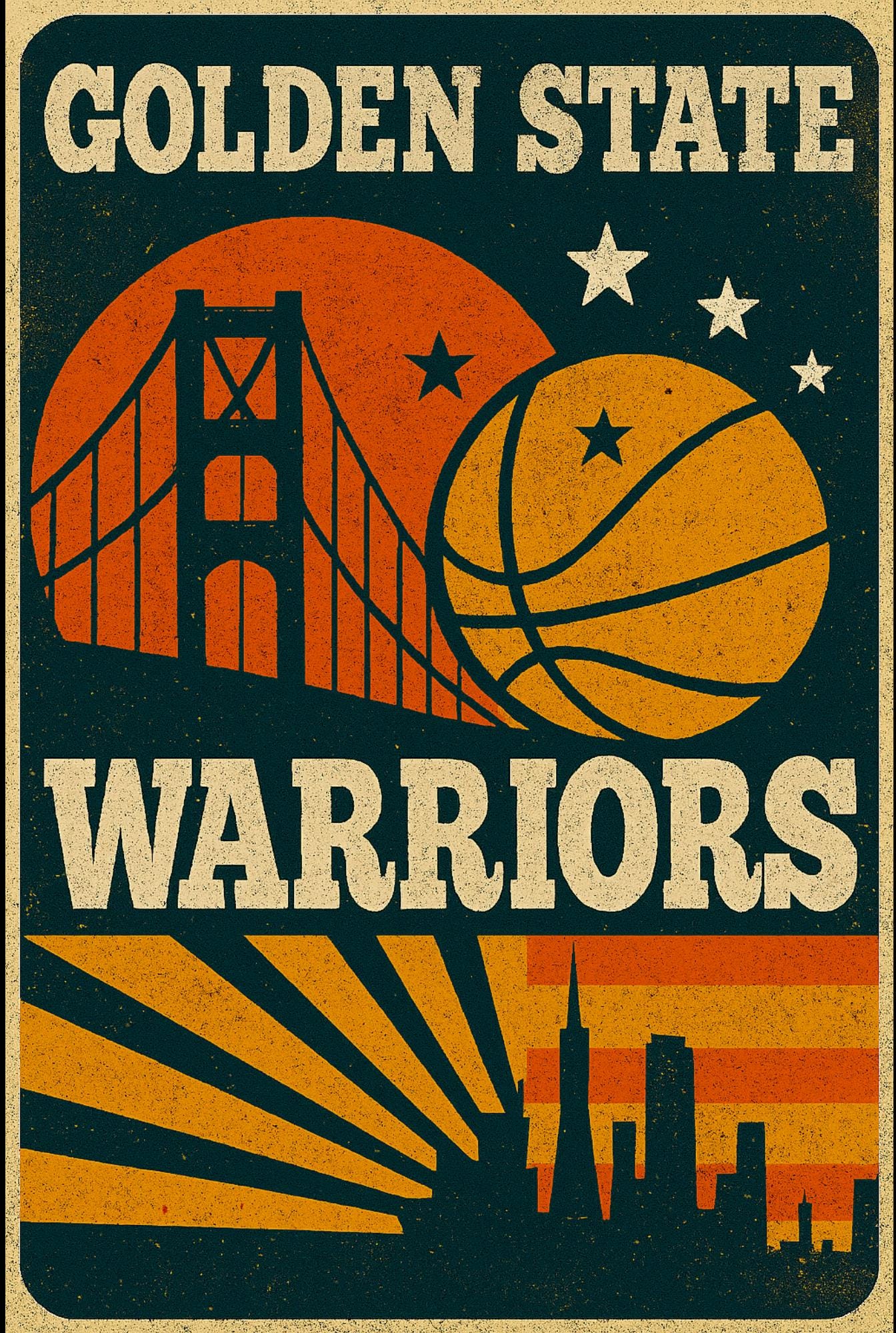Golden State Warriors Retro Poster | Basketball Wall Art | Vintage NBA ...