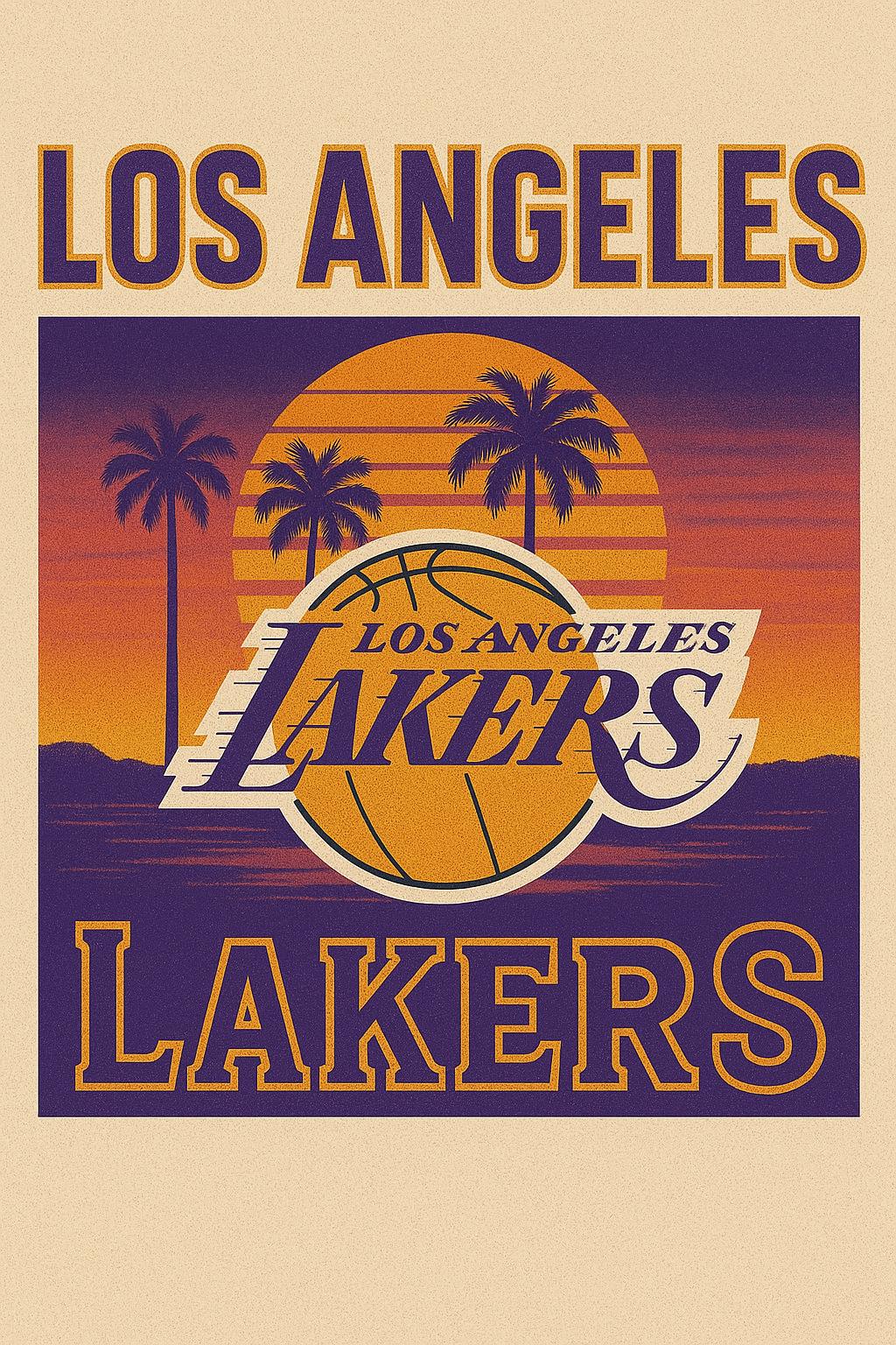 Los Angeles Lakers Retro Poster | Vintage Basketball Wall Art | NBA ...