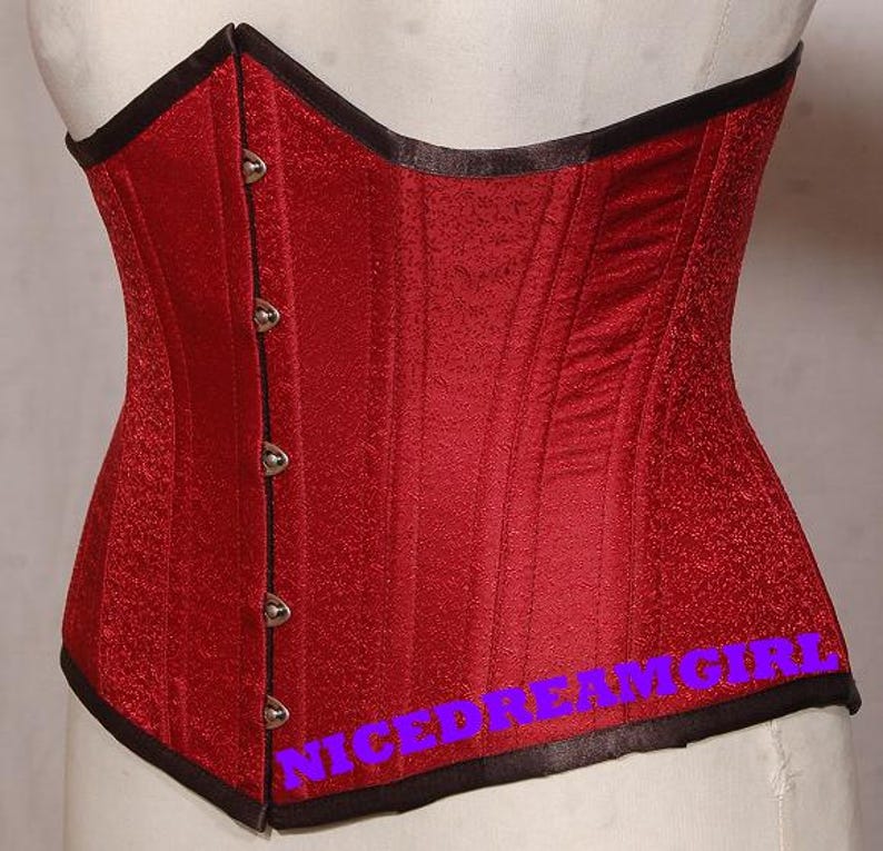 Bold Red Satin Corset With Front Busk Closure - Classic Waist Training ...