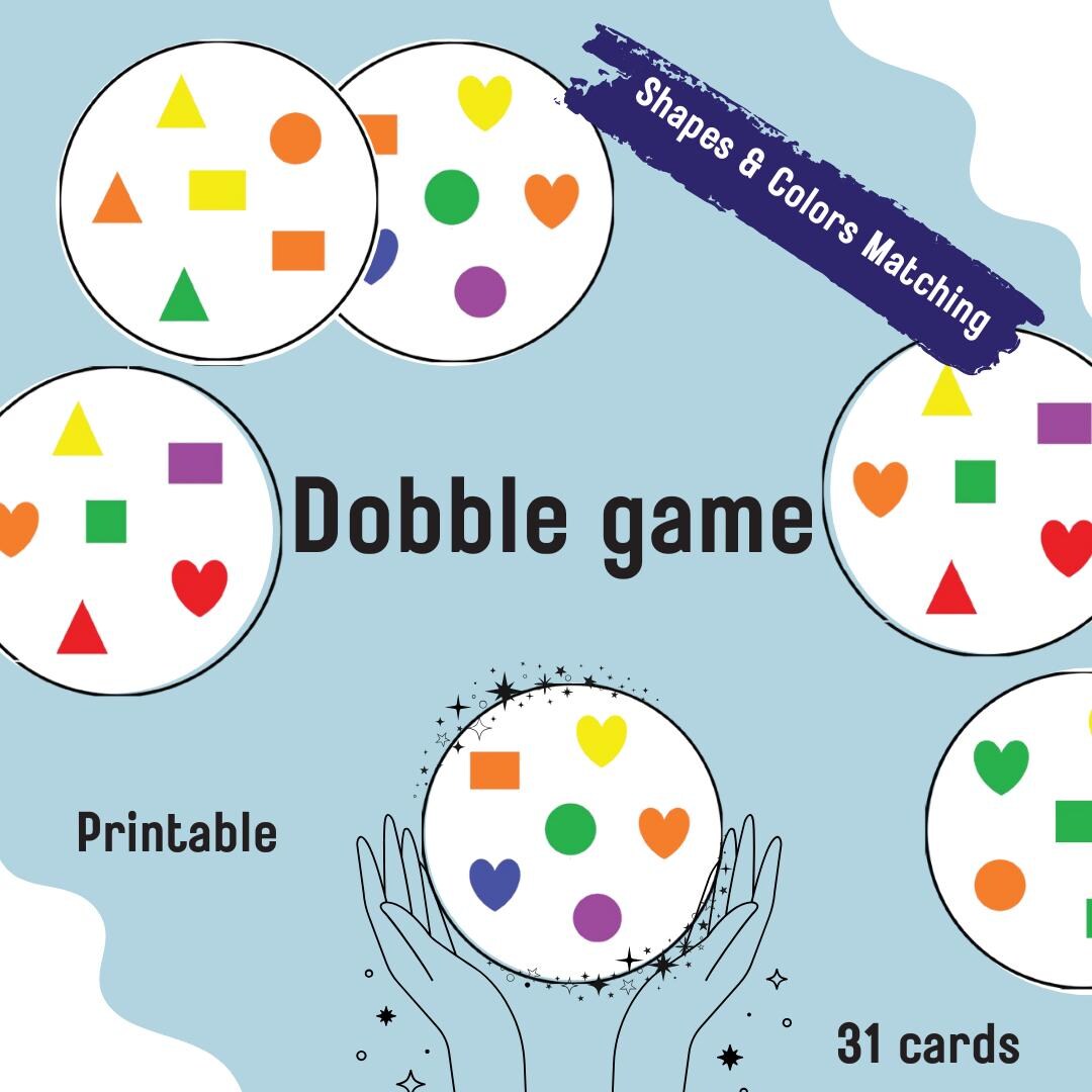 Shapes and Colors Printable Dobble Card Game for Kids - Etsy
