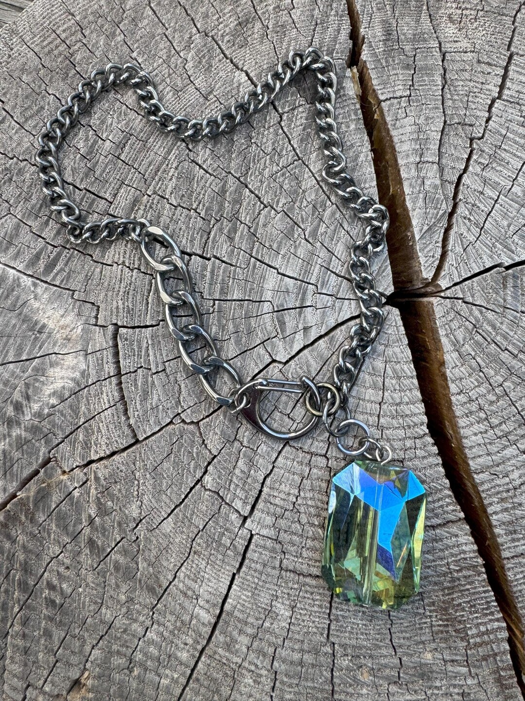 Large Crystal Charm Chain Necklace ~ Stacking ~ Layering ~ Artisan ...