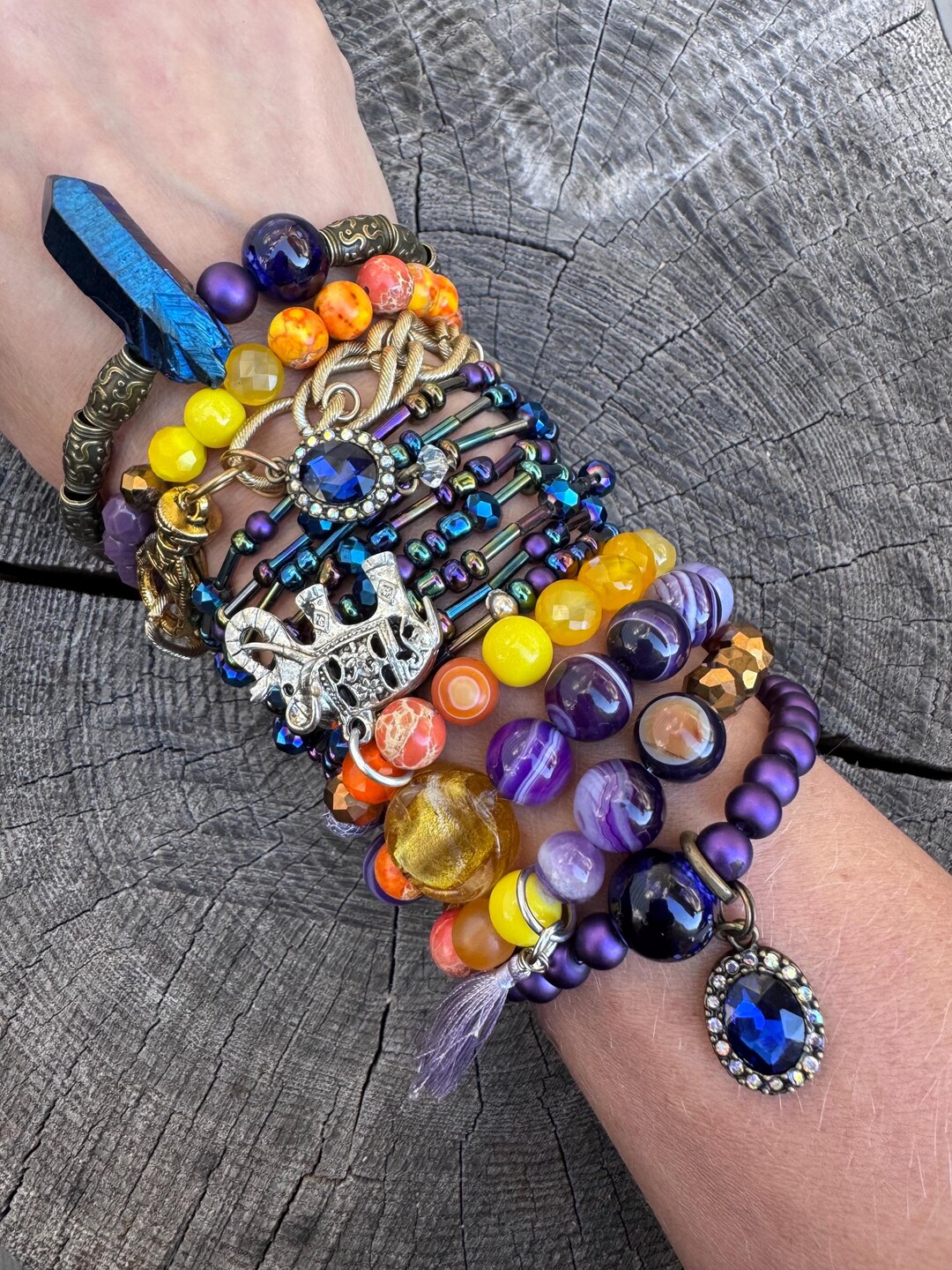 Solar Flare Energy // Bold Bohemian Bracelet Stack // Handmade ...