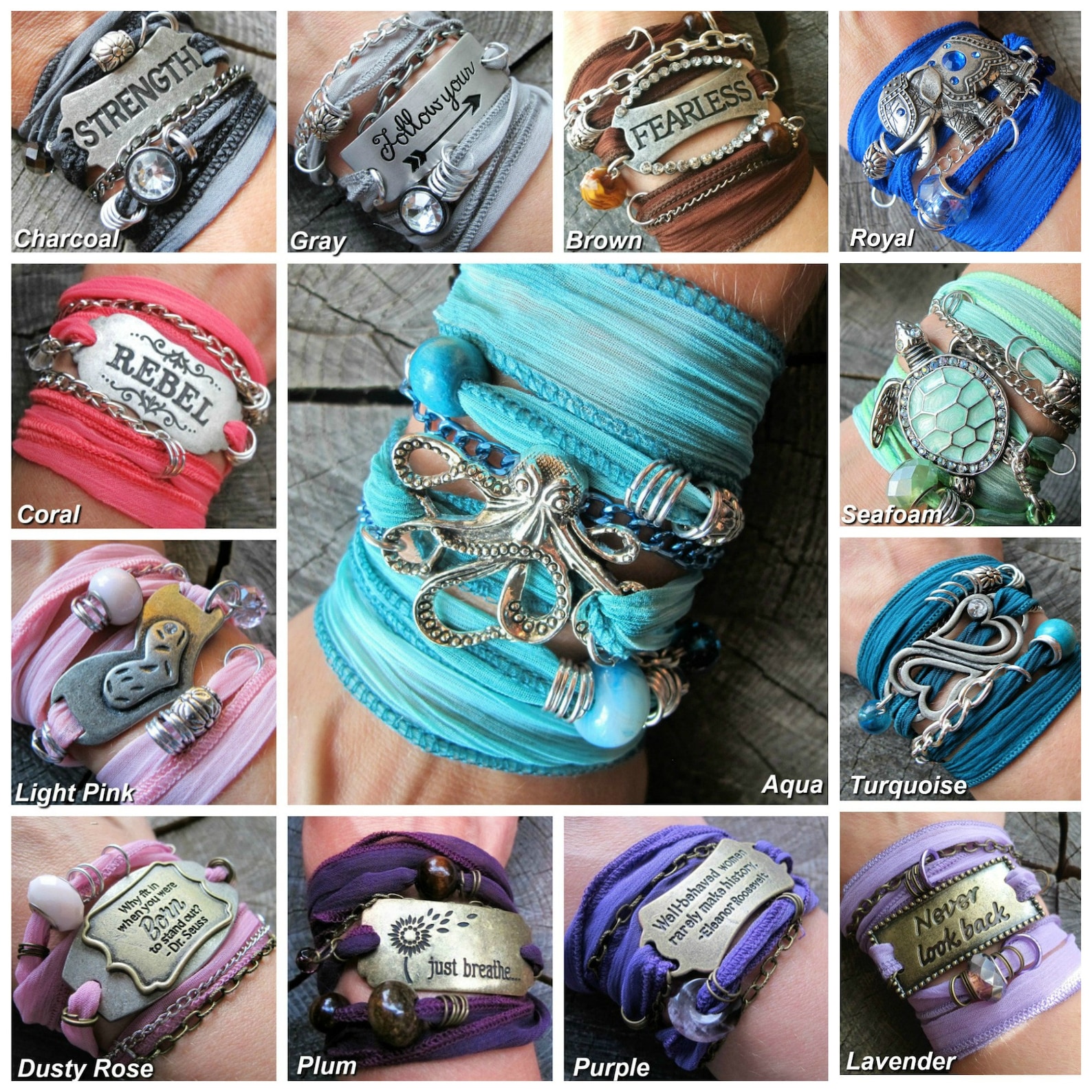 Deep Sea Dreams // Octopus Silk Ribbon Wrap Bracelet - Etsy