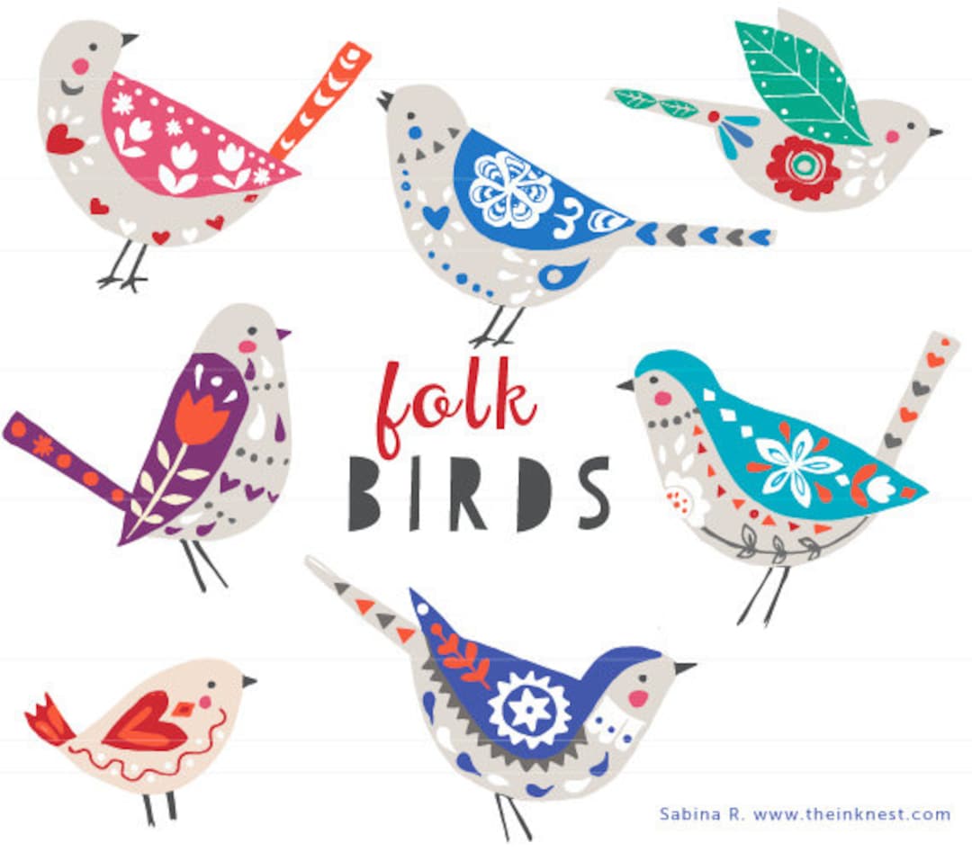 CLIP ART - Folk Birds - for Commercial and Personal Use - Etsy