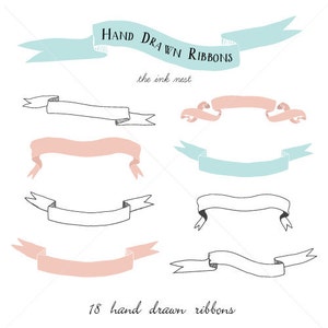 CLIP ART Hand Drawn Ribbons for Commercial and Personal Use - Etsy