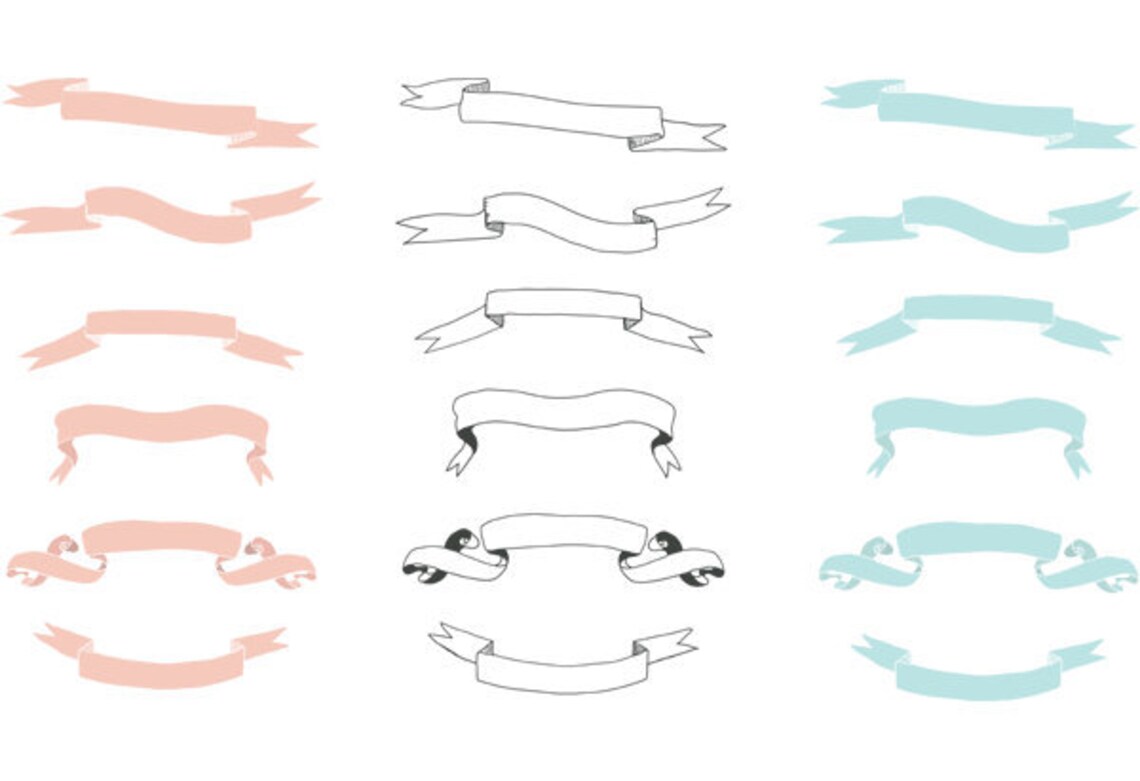 CLIP ART Hand Drawn Ribbons for Commercial and Personal Use - Etsy