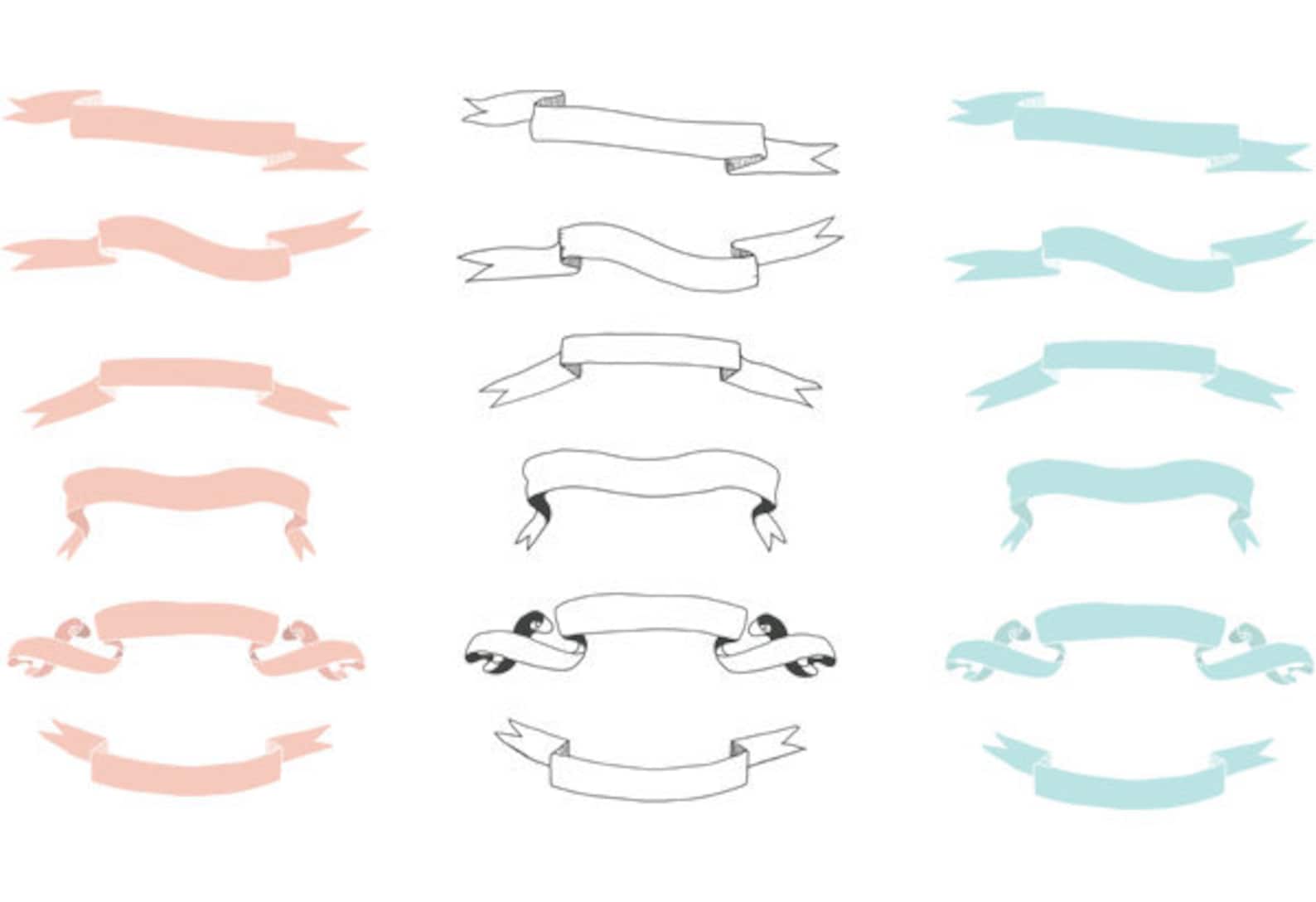 CLIP ART Hand Drawn Ribbons for Commercial and Personal Use - Etsy