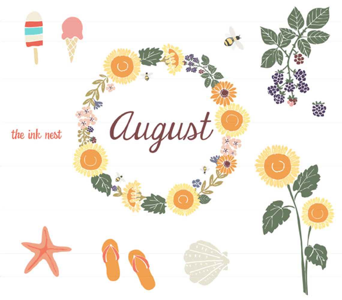 CLIP ART - August - for Commercial and Personal Use - Etsy