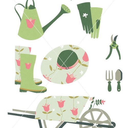 Gardening Garden Digital Clipart and Paper Pack Set Instant | Etsy