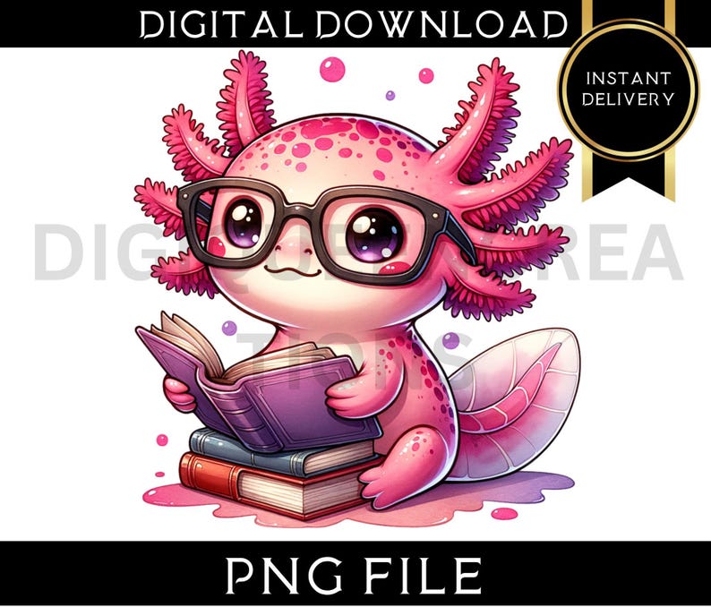Axolotl Svg-reading Axolotl Png-cartoon Clipart-the Reader-book Nerd ...