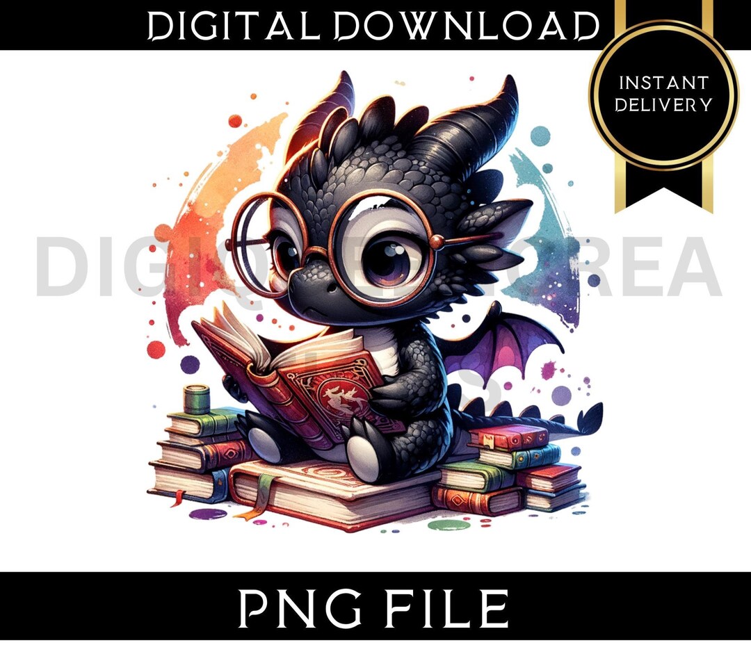 Reading Dragon Svg-bookish Png Clipart-dragon Designs-whimsical Png ...