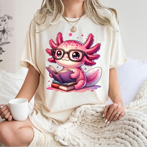 Axolotl Svg-reading Axolotl Png-cartoon Clipart-the Reader-book Nerd ...