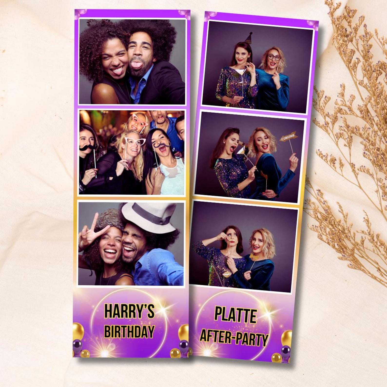 Birthday Photo Booth Template Photobooth Wedding Template Purple ...