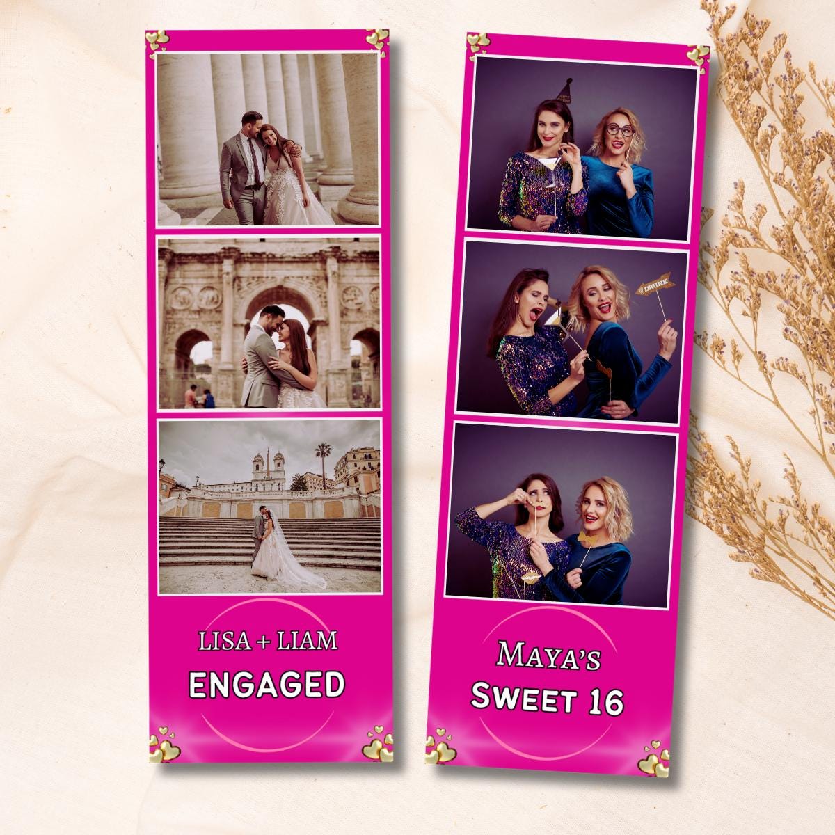 Pink Photo Booth Template Pink Wedding Template Hot Pink Template ...