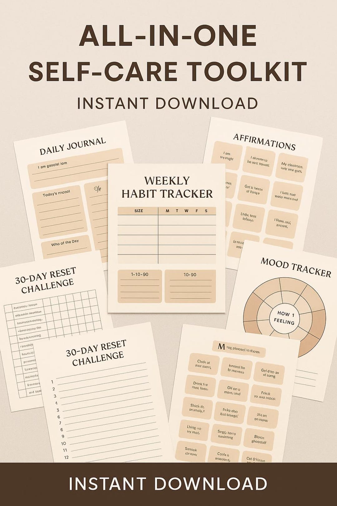 All-in-one Self-care Toolkit | Printable Mental Health & Wellness Pack ...