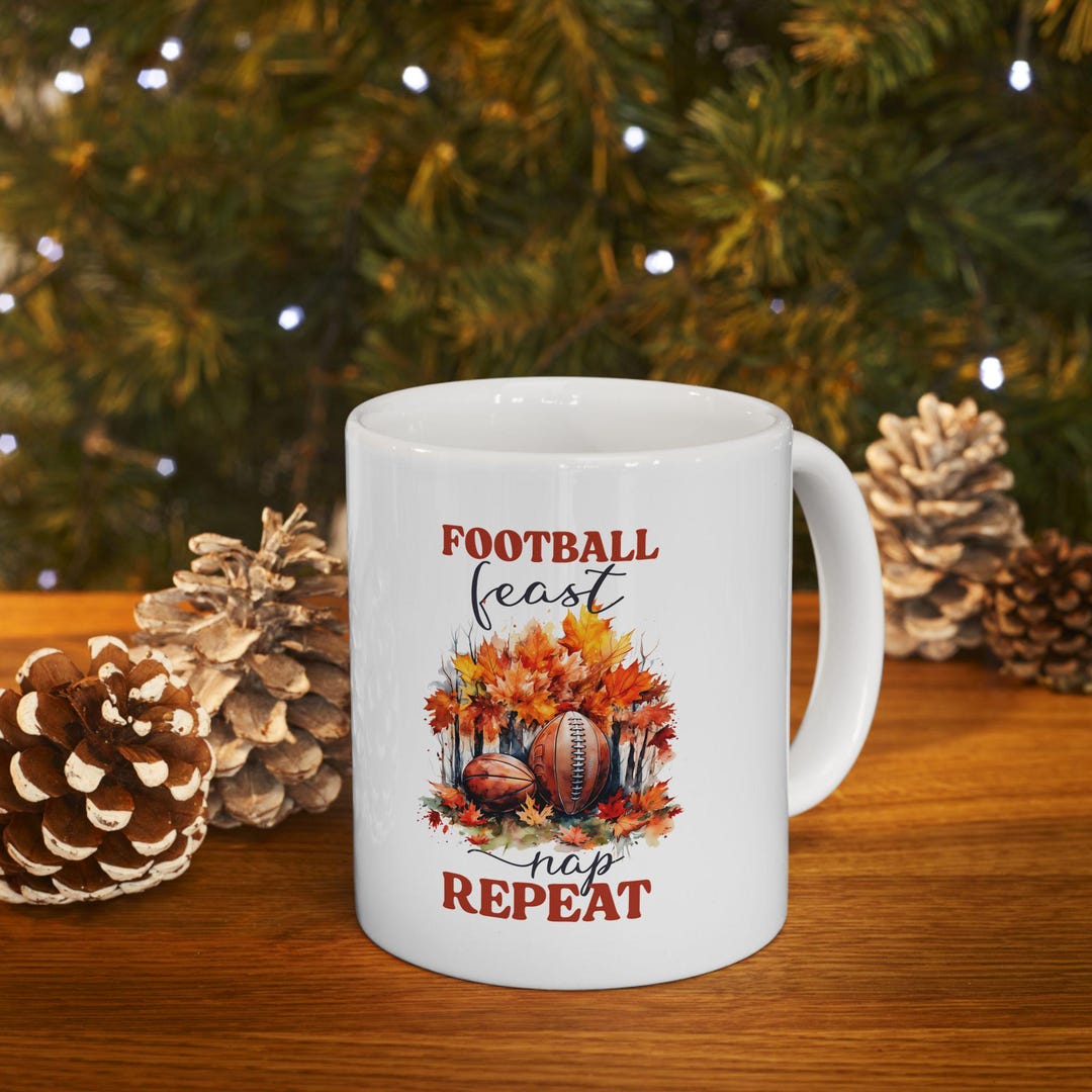 Autumn Football Ceramic Mug, Cozy Coffee Cup, Fall Decor Gift, Perfect ...