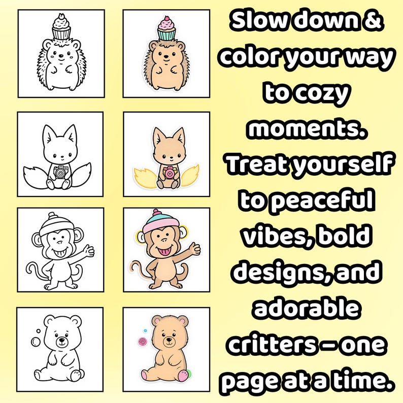 Cozy Critters - Bold and Easy Animal Coloring Book for Adults and Teens ...