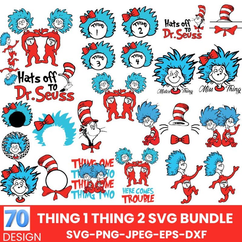 Thing 1 Thing 2 Png - Etsy