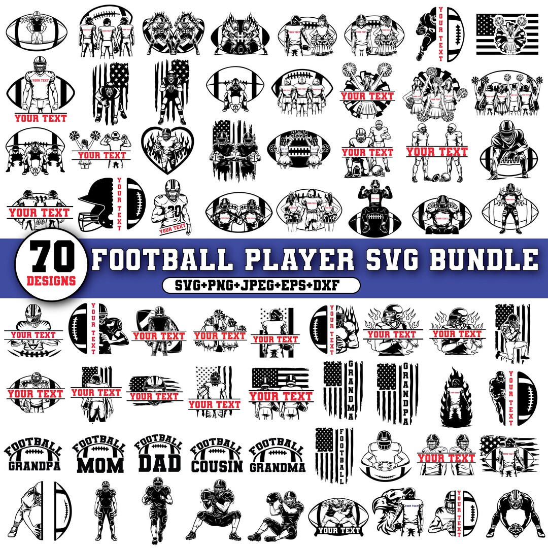 Football Player SVG Bundle: 70 Team Name Designs (digital Download) - Etsy