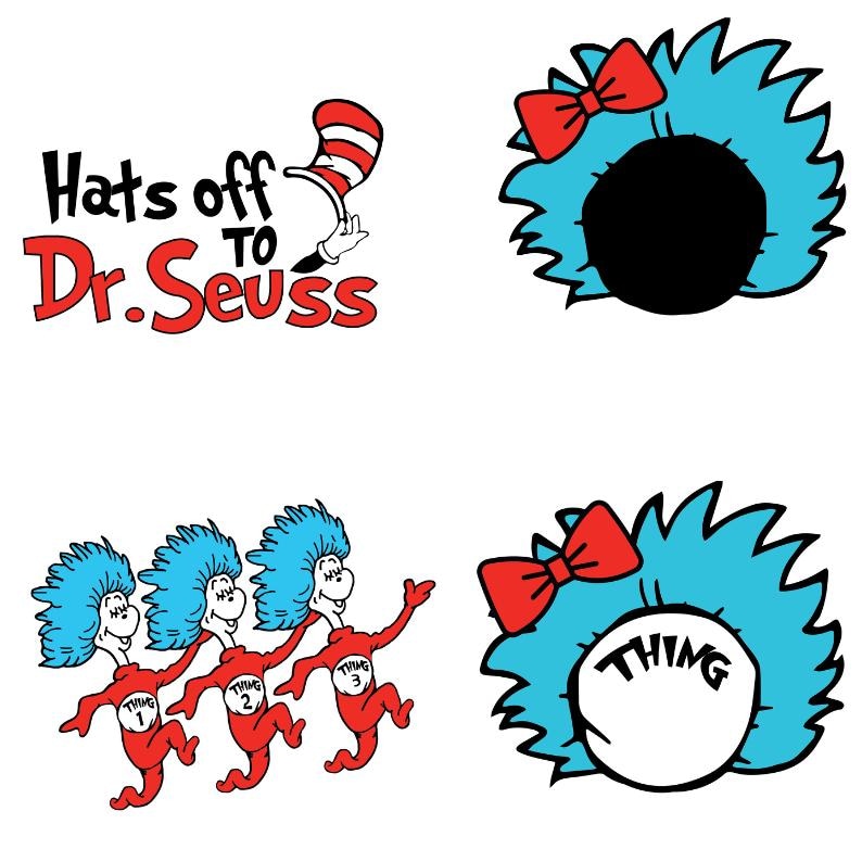 Paquete SVG/PNG de Cosa 1 y Cosa 2: Imágenes prediseñadas del Dr. Seuss ...