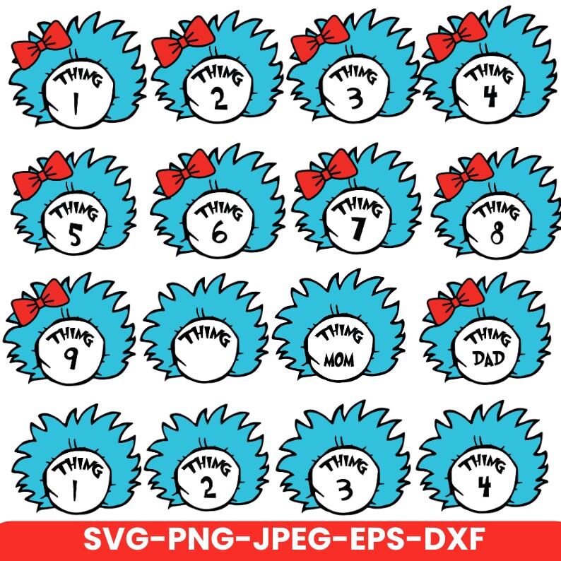 Thing 1 & Thing 2 SVG/PNG Bundle: Dr. Seuss Clipart - Etsy