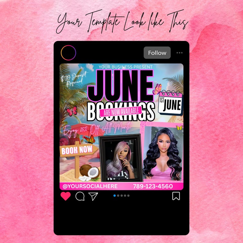 June Booking Flyer, Summer Booking Flyer, June Flyer, Canva Template ...