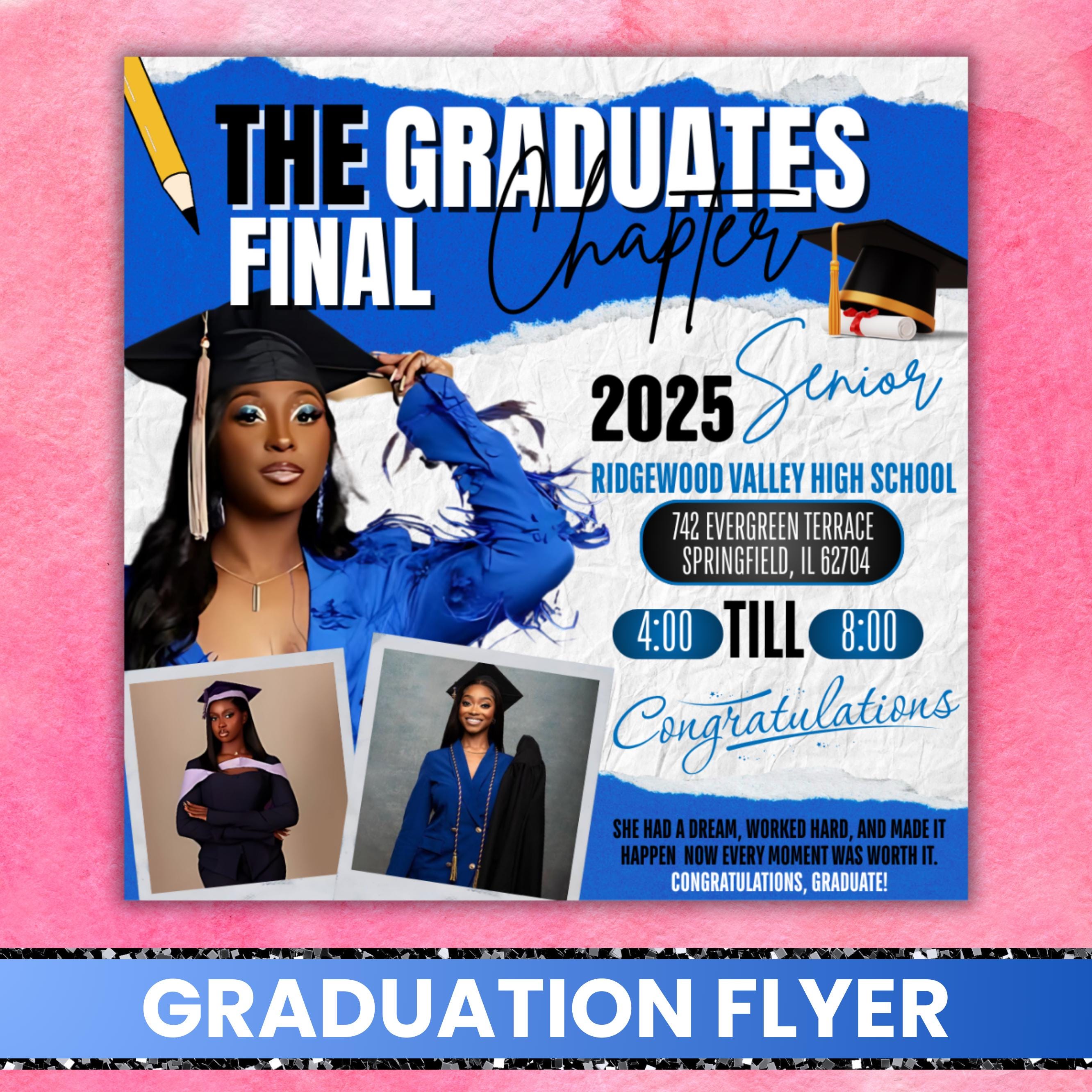 Graduation Party Flyer: Class of 2025, Canva Editable (digital Download ...