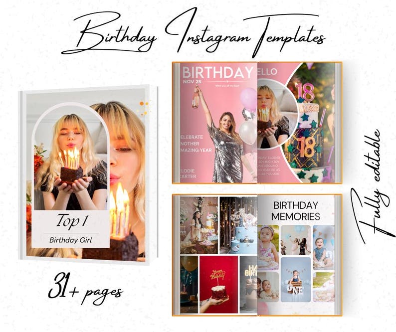 32-page Editable Birthday Magazine Template for Canva - Vogue DIY ...