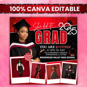 Graduation Party Flyer: Class of 2025 Announcement (canva Editable) - Etsy