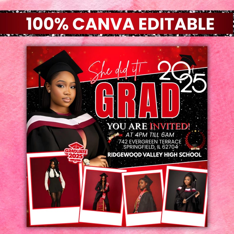Graduation Party Flyer: Class of 2025 Announcement (canva Editable) - Etsy