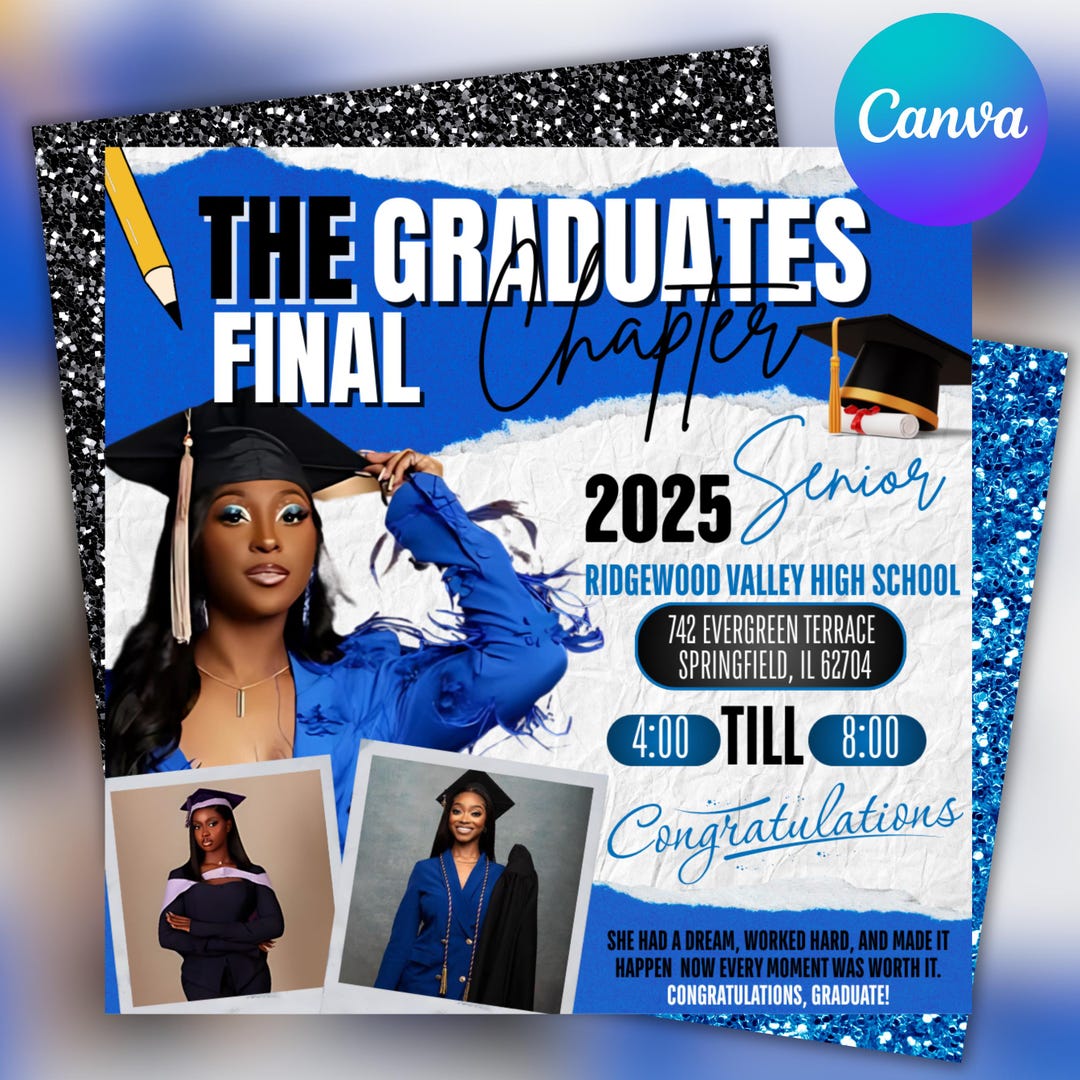 Graduation Party Flyer: Class of 2025, Canva Editable (digital Download ...
