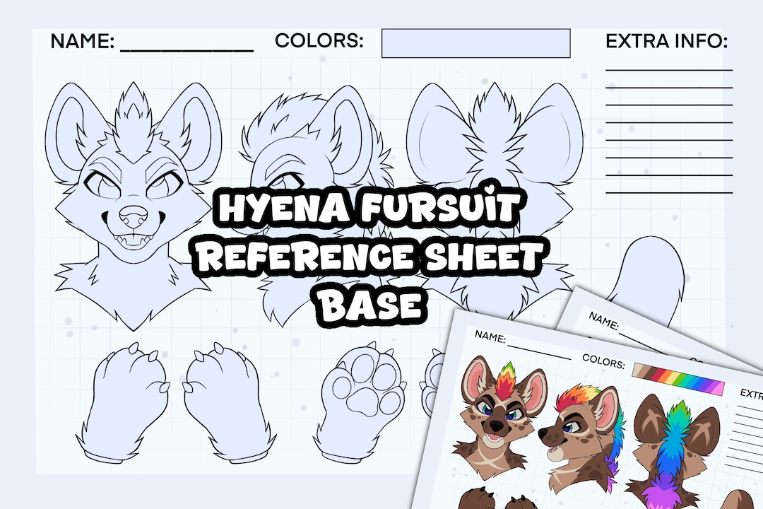 Hyena Fursuit Reference Sheet Base | DIY Yeen Furry Coloring Page - Etsy