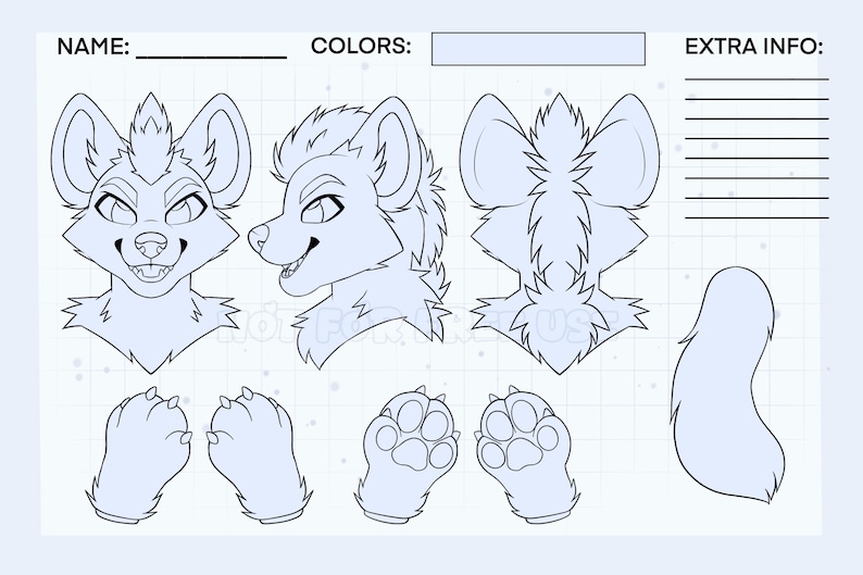 Hyena Fursuit Reference Sheet Base | DIY Yeen Furry Coloring Page ...