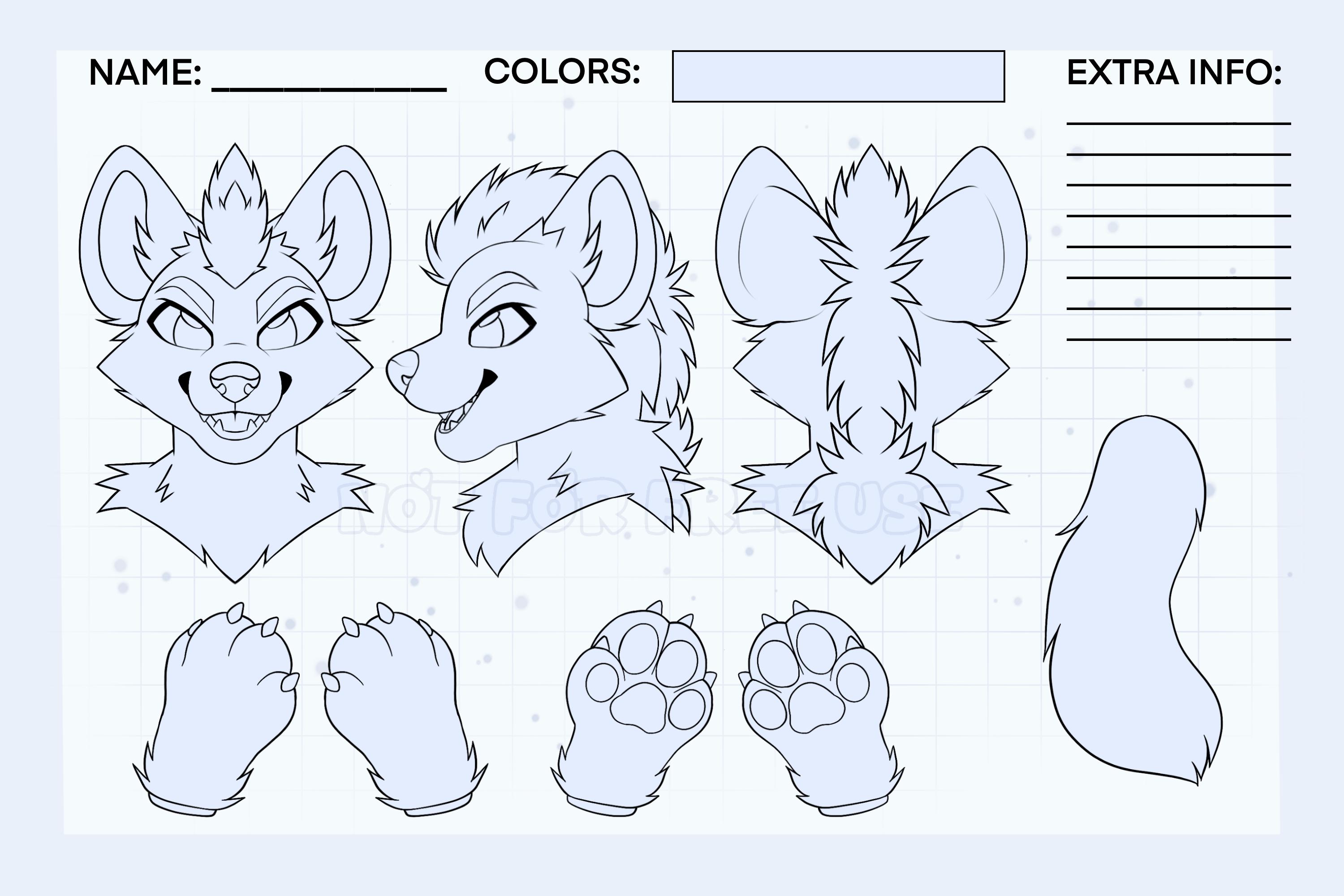 Hyena Fursuit Reference Sheet Base | DIY Yeen Furry Coloring Page ...