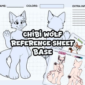 Chibi Wolf Reference Sheet Base | DIY Furry Coloring Page - Etsy