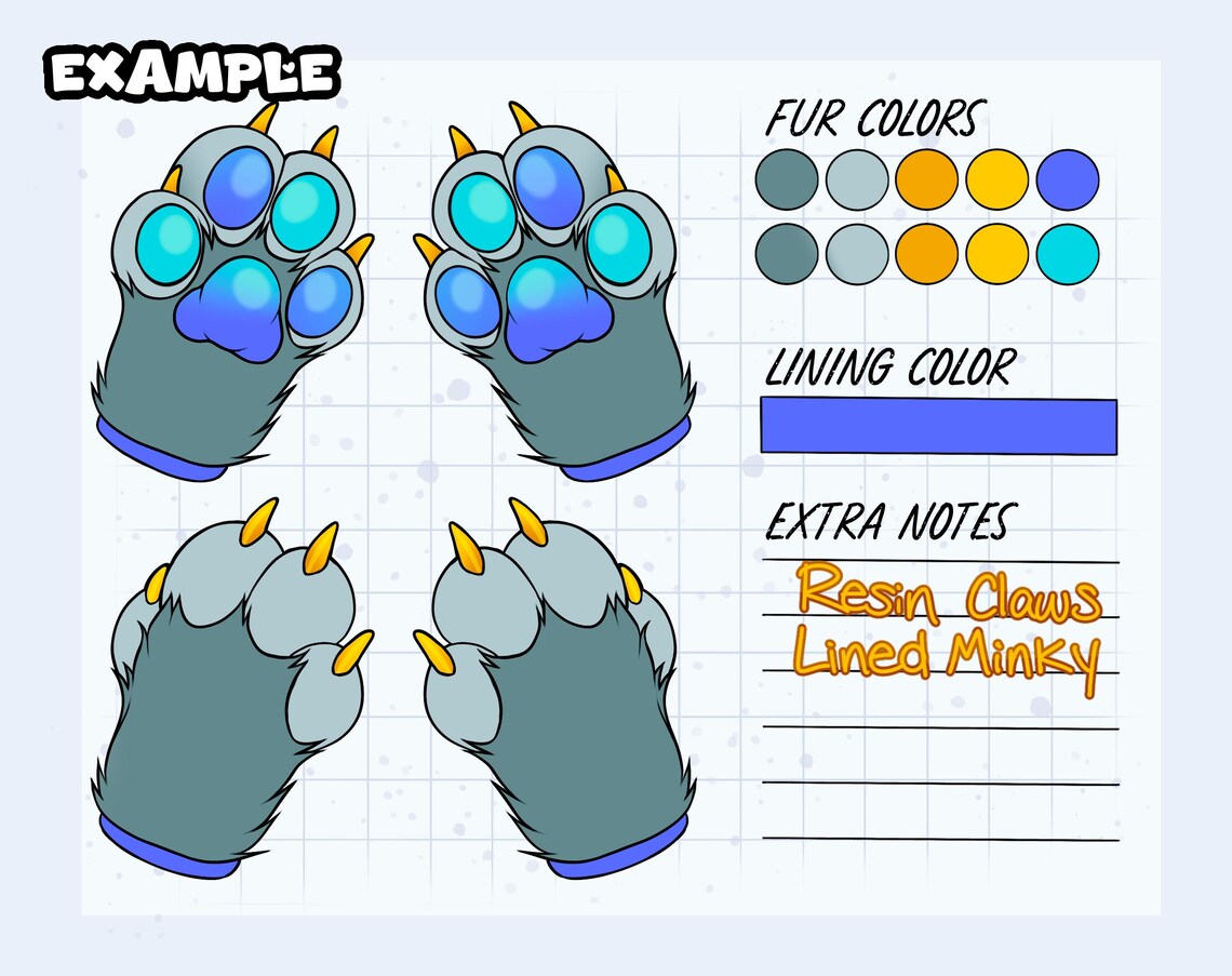 Fursuit Paw Reference Base | DIY Furry Digital Coloring Page - Etsy