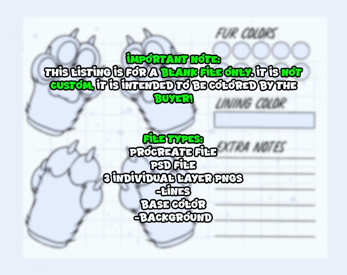Fursuit Paw Reference Base | DIY Furry Digital Coloring Page - Etsy