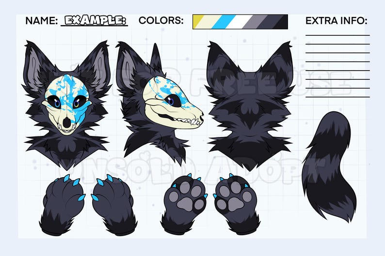 Skull Dog Fursuit Reference Sheet Base Diy Skulldog Furry Coloring