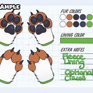 Fursuit Paw Reference Base | DIY Furry Digital Coloring Page - Etsy