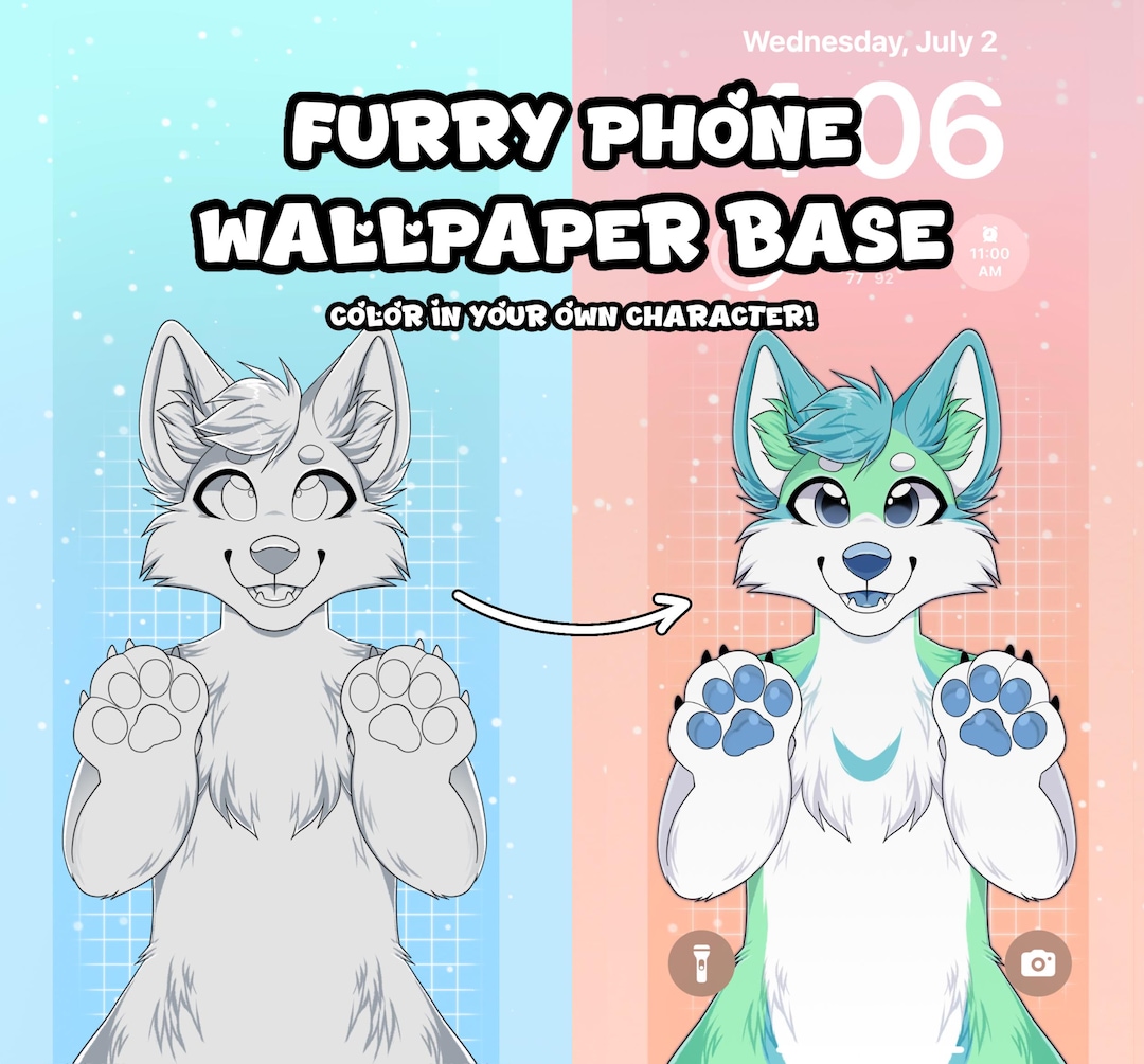 Furry Phone Wallpaper Screensaver Base | DIY Fursona Art - Etsy