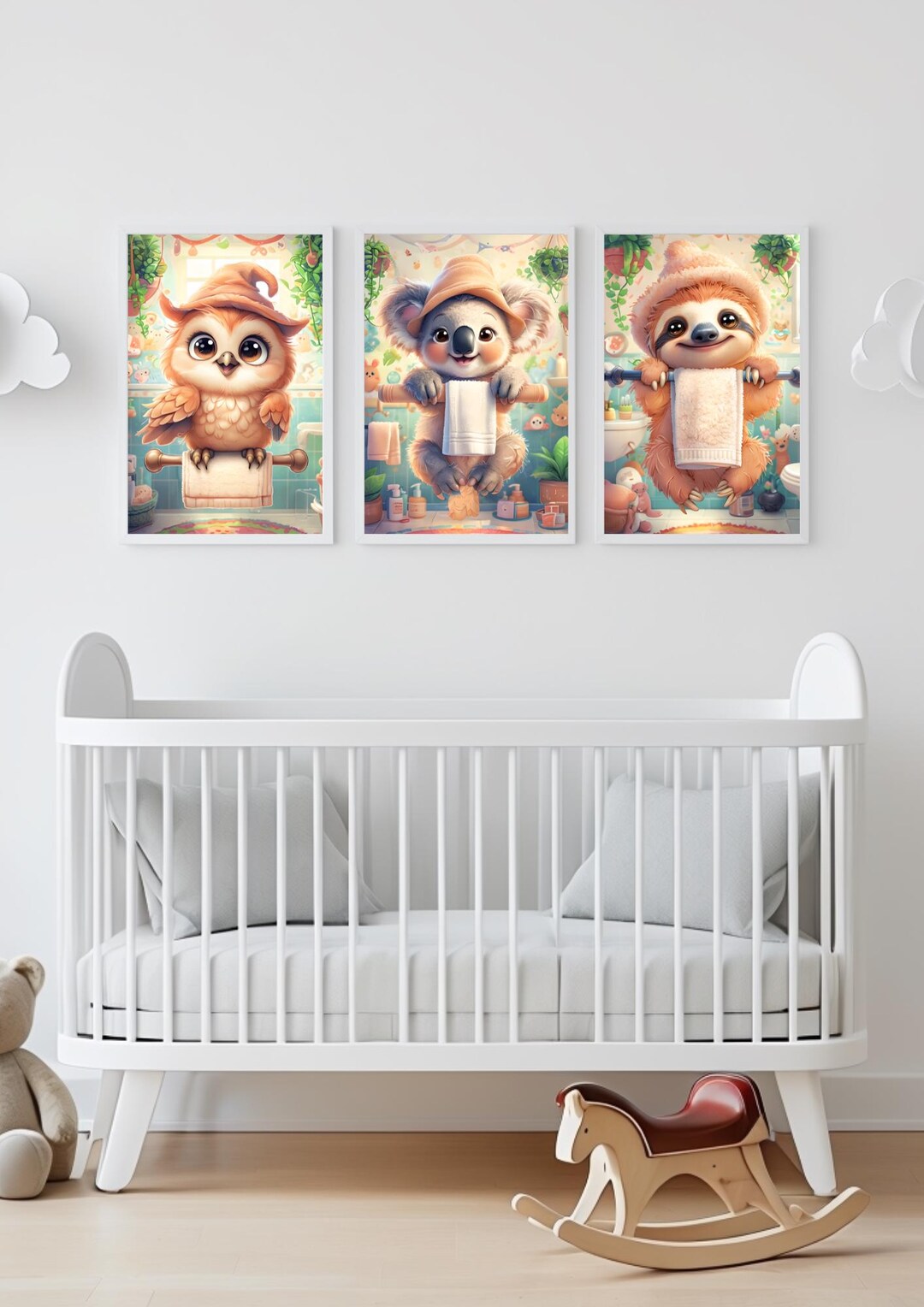 Boho Nursery Wall Art Set of 3 |sloth Koala Owl Prints | Neutral Animal ...