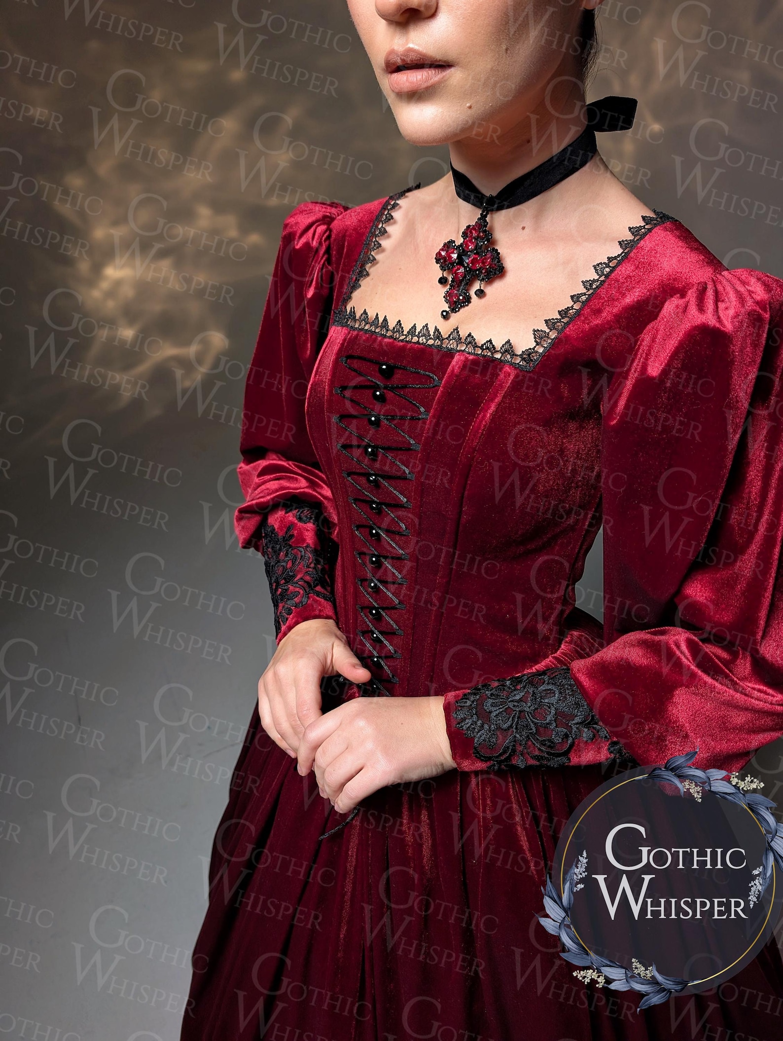 Gothic Red Velvet Dress | Medieval Princess Gown | Renaissance Inspired ...